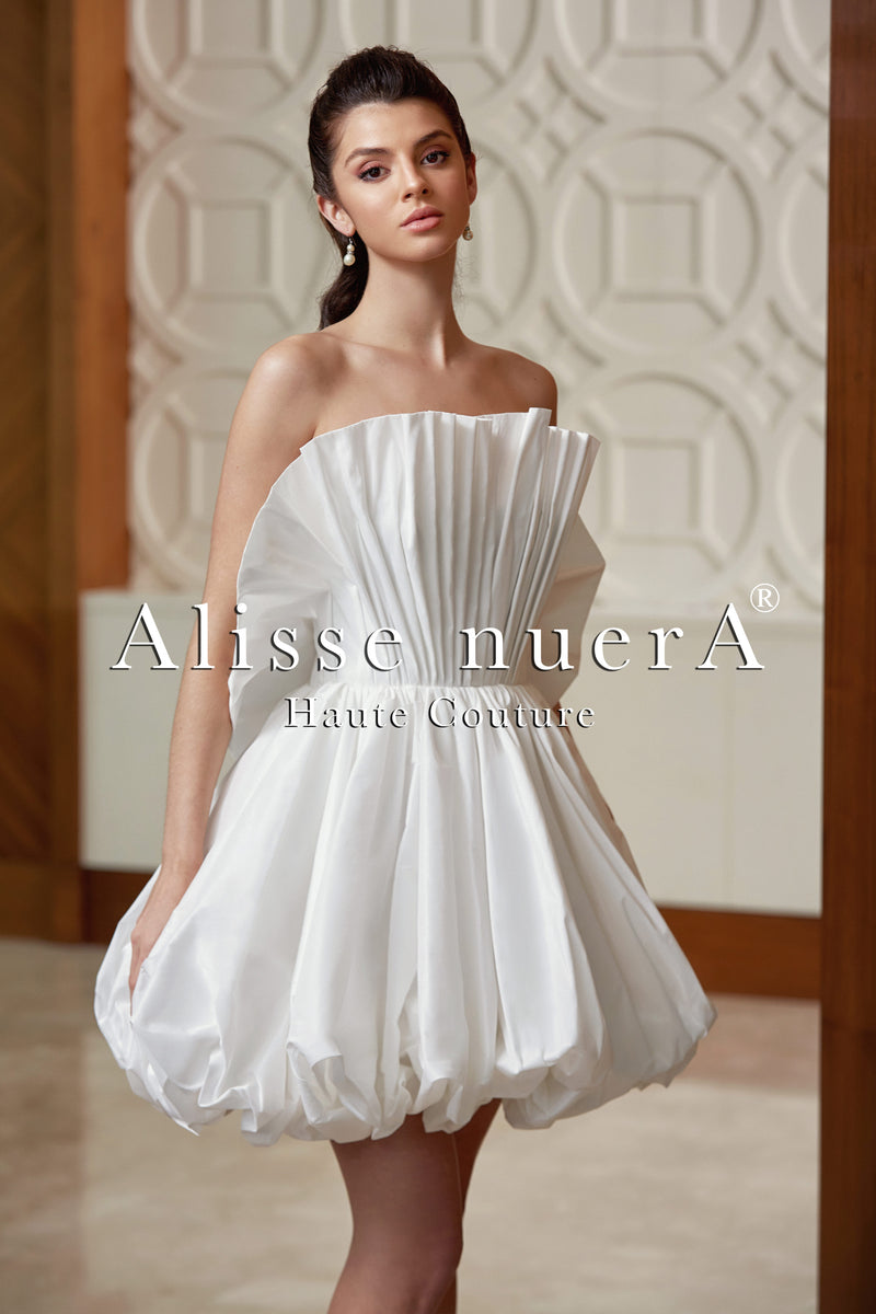 Balon Etek Özel Tasarım Mini Gelinlik Modeli - Alisse nuerA