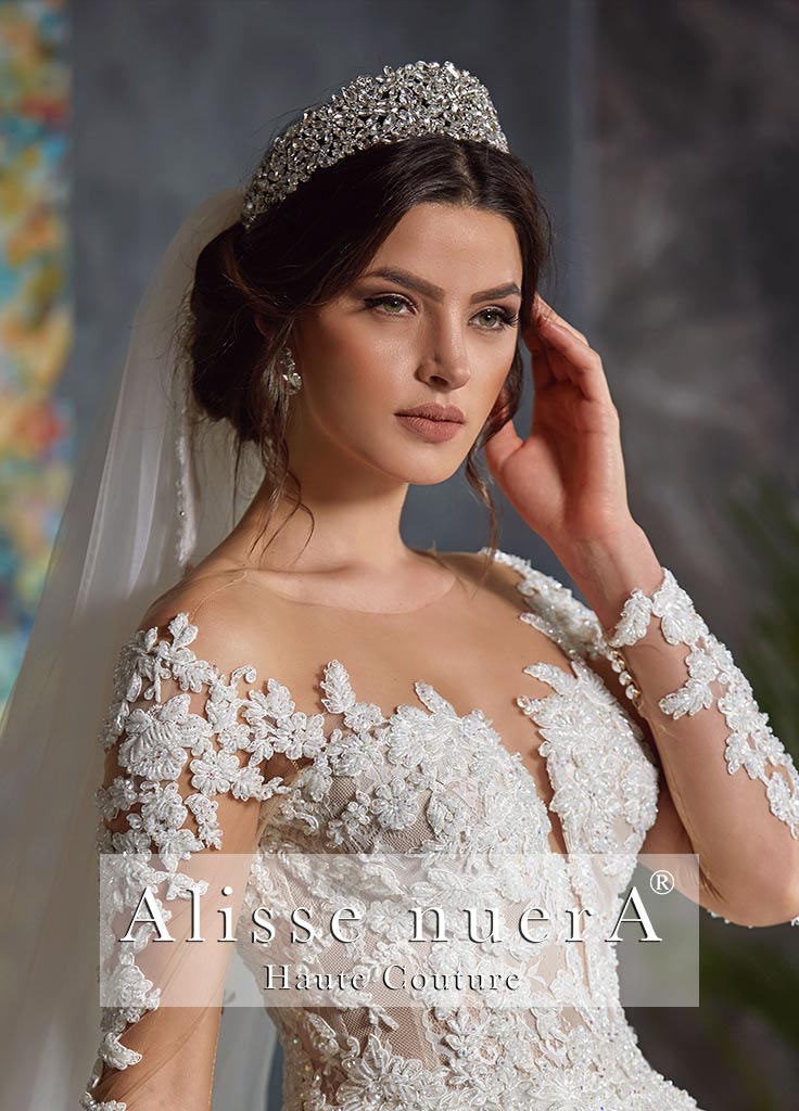 Yoğun Kristal Taşlı Gelin Tacı Modeli | Alisse nuerA